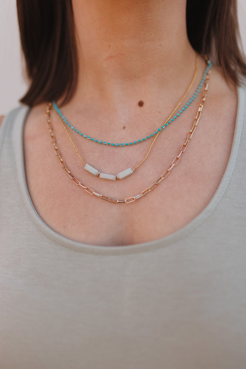 Maci Gold And Turquoise Layered Necklace – Shop Allure Fashions